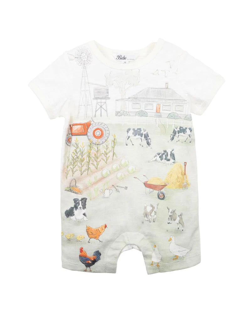 Bebe - Chester Farm SS Zip Romper – Cotmakers
